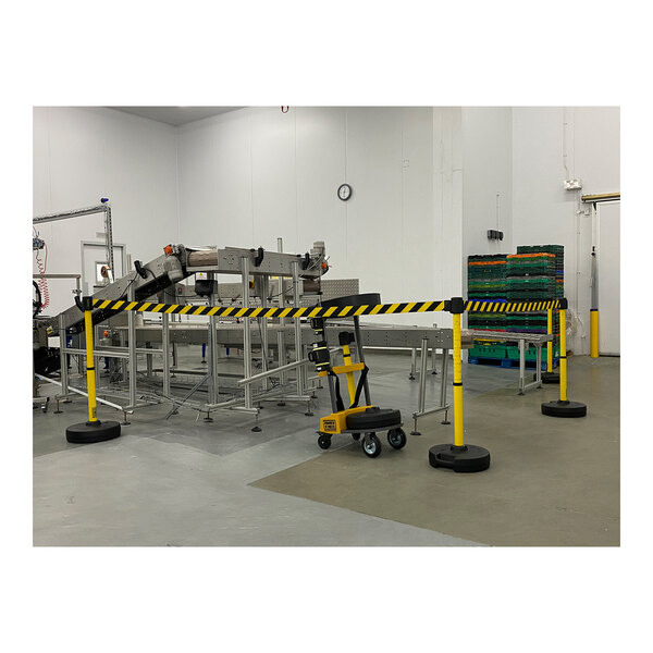 Banner Stakes PLUS Yellow/Black Diagonal Stripe Barricade System PL4008