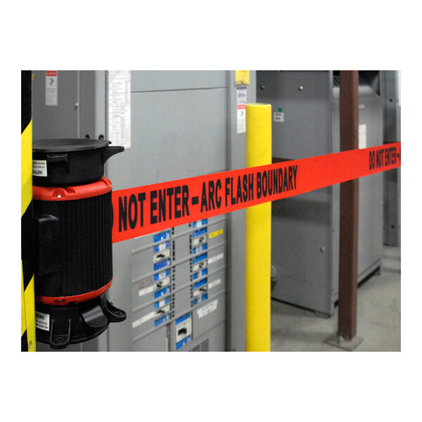 Banner Stakes 30' Red "Do Not Enter - Arc Flash Boundary" Magnetic Wall ...