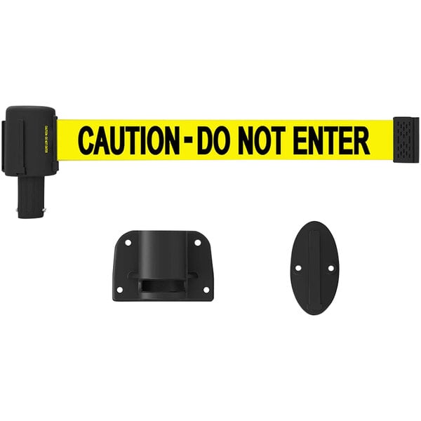 Banner Stakes PLUS 15' Wall Mount System Yellow "Caution-Do Not Enter ...