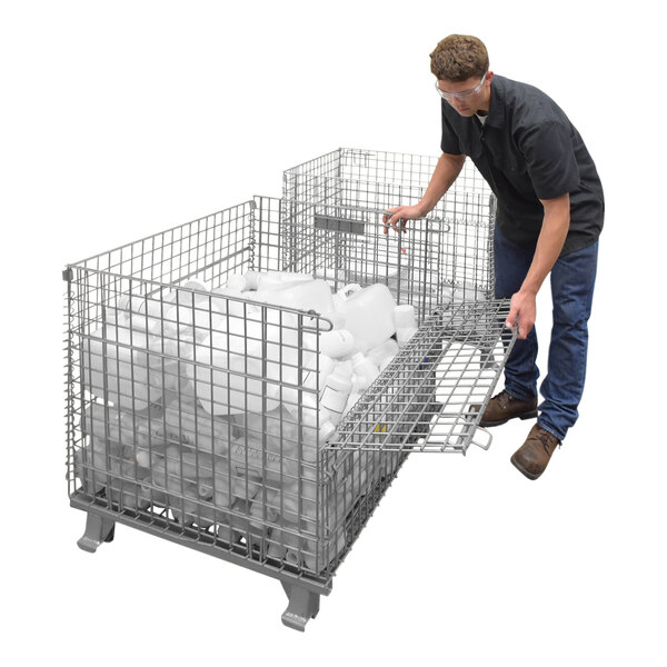 Vestil 40" x 48" x 42" Collapsible Steel Mesh Container VWIRE-48H