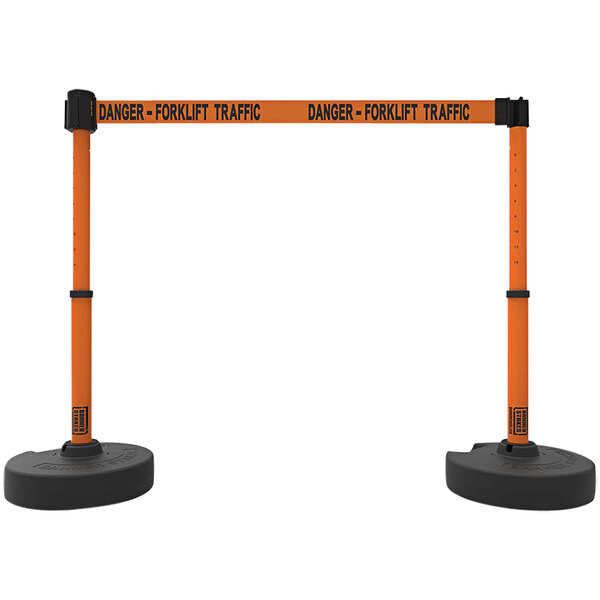 Banner Stakes PLUS Orange "Danger - Forklift Traffic" Barricade System ...