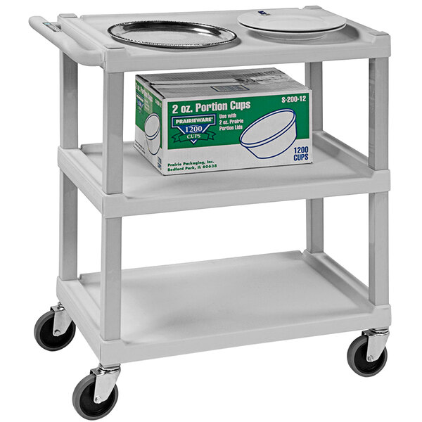 Lakeside 2000 32 1/2" x 17 1/8" x 34 7/8" 3-Shelf Plastic Utility Cart