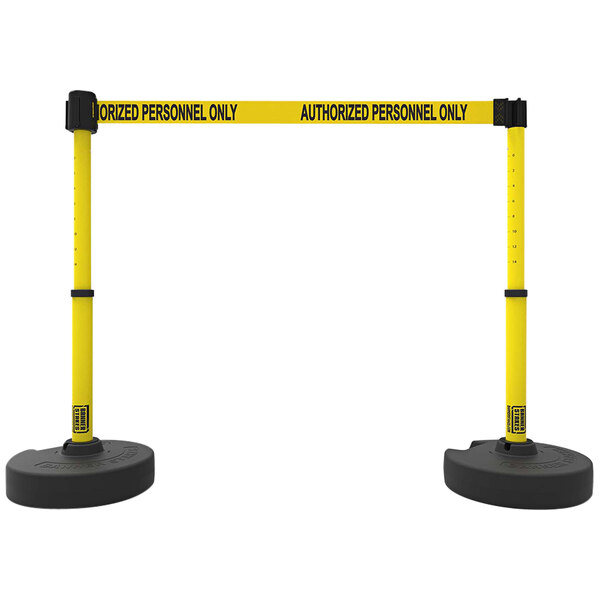 Banner Stakes PLUS 15' Yellow "Authorized Personnel Only" Retractable ...