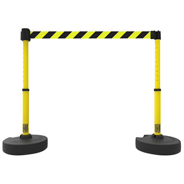 Banner Stakes PLUS Yellow/Black Diagonal Stripe Barricade System with ...