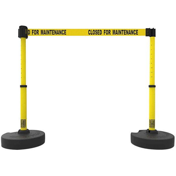 Banner Stakes PLUS Yellow "Closed for Maintenance" Retractable Barrier ...