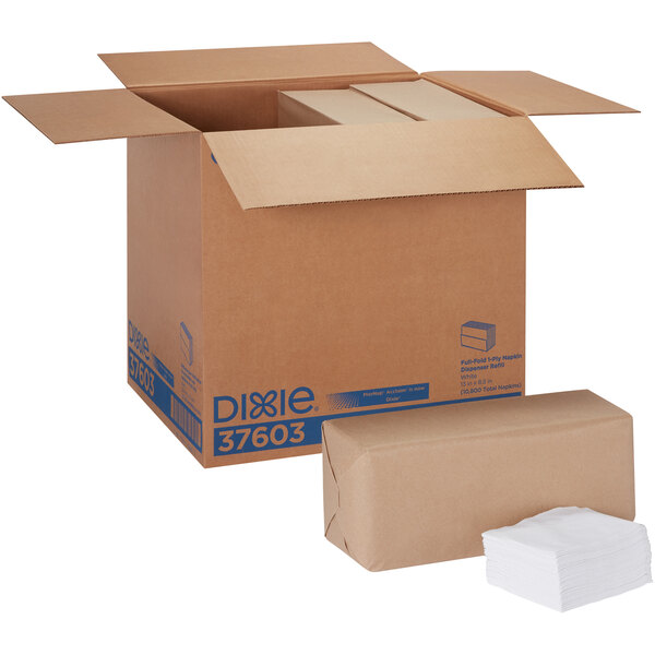 Dixie Full Fold White 8 1/2" x 13" 1-Ply Napkin - 10800/Case