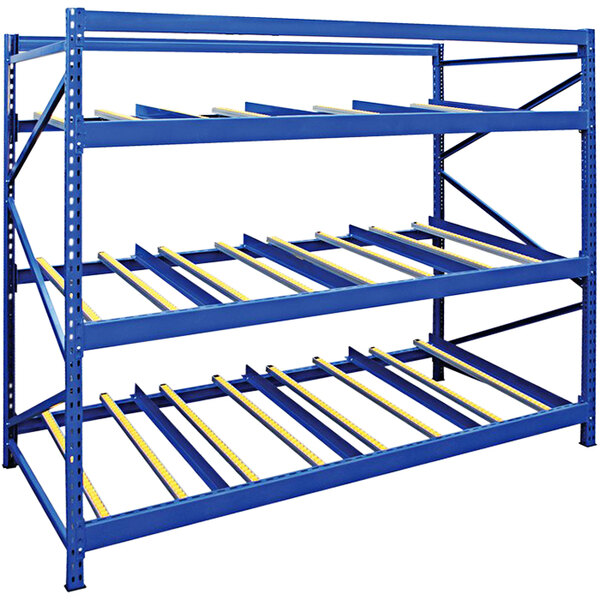 Vestil 36" x 96" x 84" Blue Steel 3-Level Carton Rack with Gravity ...