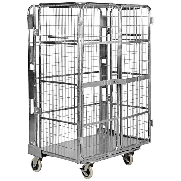 Vestil 30" x 43 1/2" x 69" Gray Steel 1 Shelf Foldable / Nestable ...