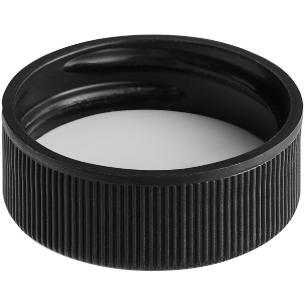 28/400 Black Ribbed Continuous Thread Plastic Lid with Foam Liner ...
