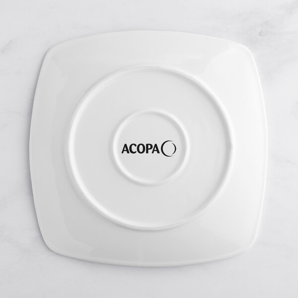 Sample - Acopa 10 1/4" Bright White Square Porcelain Coupe Plate