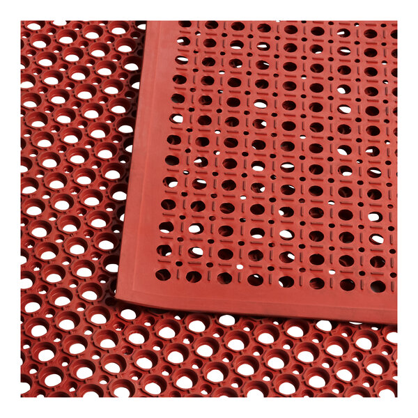 Choice 3' x 10' Red Rubber Grease-Resistant Anti-Fatigue Floor Mat with ...