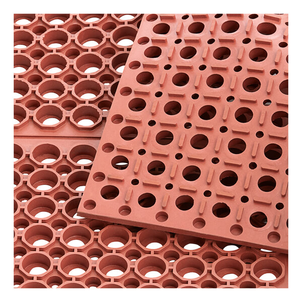 Choice 2' x 3' Red Rubber Straight Edge Grease-Resistant Anti-Fatigue ...