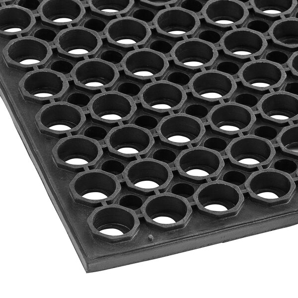 Choice 29" x 39" Black Rubber Straight Edge Anti-Fatigue Floor Mat - 7/ ...