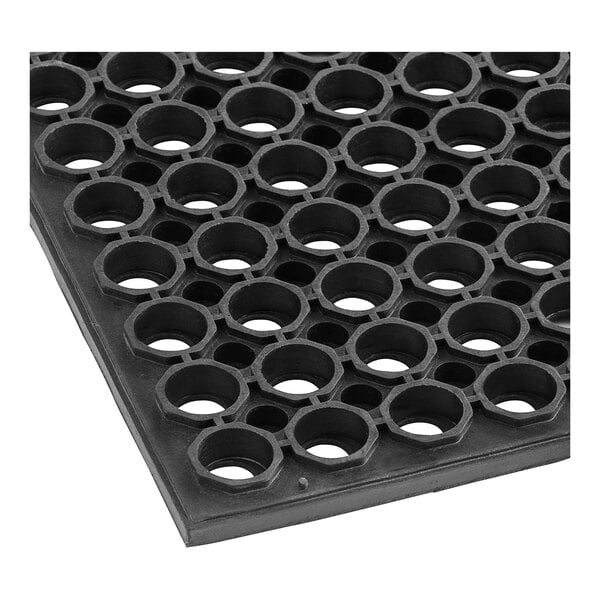 Choice 29" x 39" Black Rubber Straight Edge Anti-Fatigue Floor Mat - 7/ ...