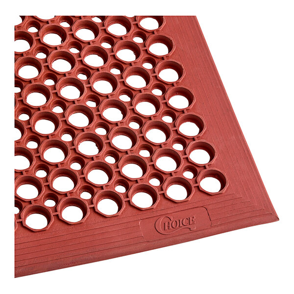 Choice 2' x 3' Red Rubber Grease-Resistant Anti-Fatigue Floor Mat with ...