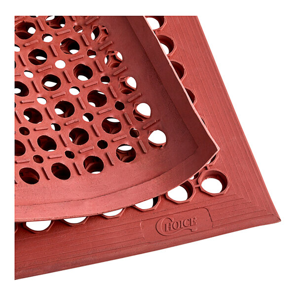 Choice 2' x 3' Red Rubber Grease-Resistant Anti-Fatigue Floor Mat with ...