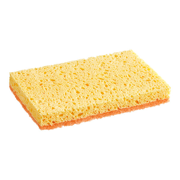 Lavex 6" x 3 1/2" x 3/4" Orange Cellulose Sponge / Orange Medium-Duty ...