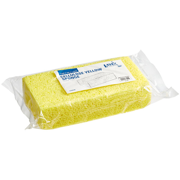 Lavex 7 1/2" x 4" x 1 3/4" Large Yellow Cellulose Sponge