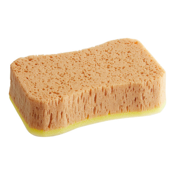 Lavex 8" x 4 3/4" x 2" Jumbo Natural Grip Sponge / Scouring Pad Combo