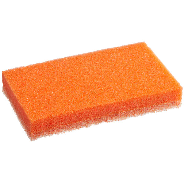 Lavex 6" x 3 1/2" x 3/4" Orange Sponge / Orange Medium-Duty Scouring ...