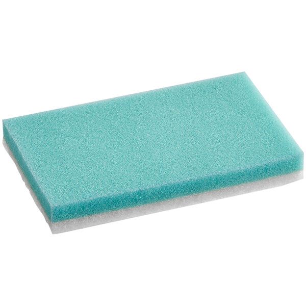 Lavex 6" x 3 1/2" x 3/4" Green Sponge / White Light-Duty Scouring Pad ...