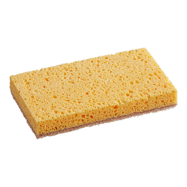 Lavex 6" x 3 1/2" x 3/4" Eco Yellow Cellulose Sponge / Natural Sisal ...