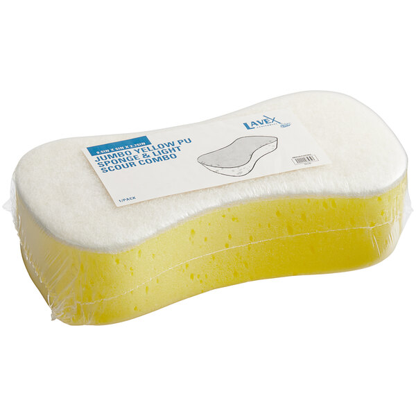 Lavex Janitorial 9 1/2" x 5" x 2 3/4" Jumbo Yellow Sponge / White Light ...