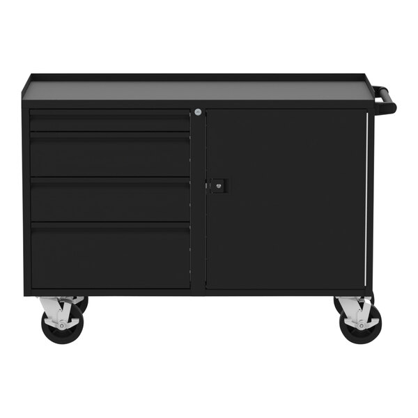Valley Craft Deluxe 48" Black Workbench with 4 Drawers and Door F89613RB