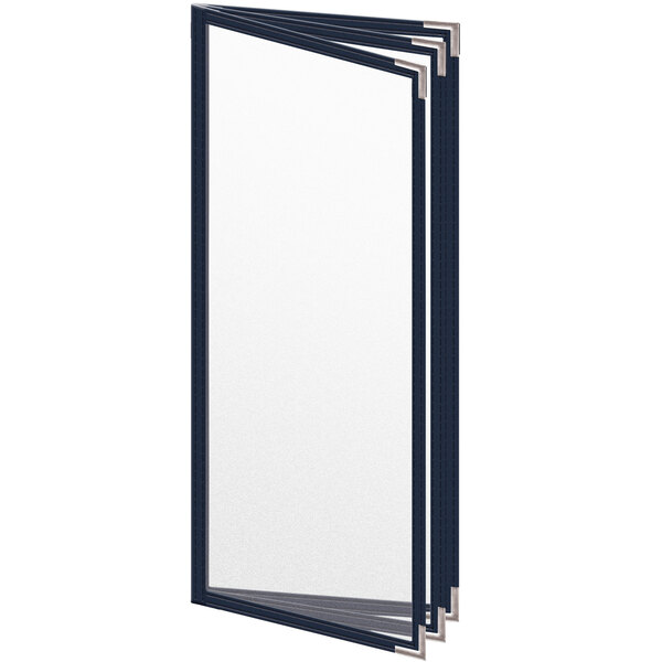 H. Risch, Inc. TETB Deluxe Sewn 4 1/4" x 11" Blue 6 View Vinyl Menu ...