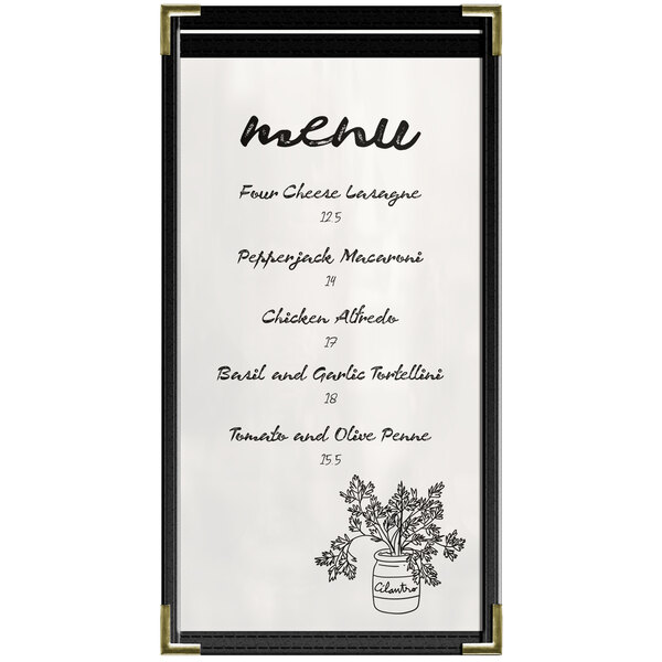 H. Risch, Inc. TES Deluxe Sewn 5 1/2" x 11" Black 2 View Vinyl Menu ...