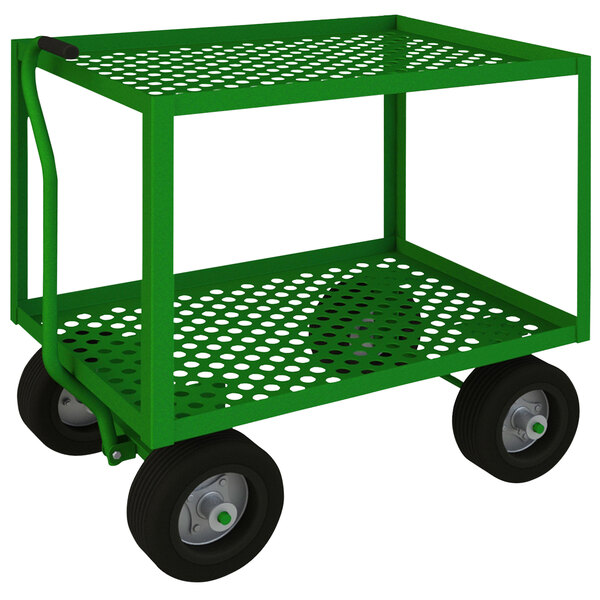 Durham Mfg 24" x 36" Green Steel Garden Cart with 2 Perforated Shelves ...
