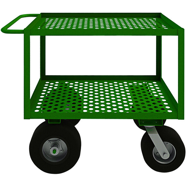 Durham Mfg 24" x 36" Green Steel Garden Cart with 2 Perforated Shelves ...