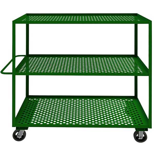 Durham Mfg 30" x 60" Green Steel Garden Cart with 3 Perforated Shelves ...