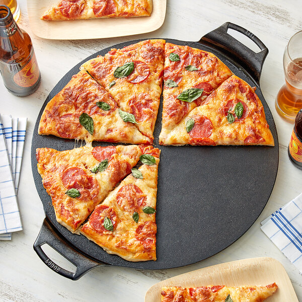 Lodge BW15PP 15" Pre-Seasoned Cast Iron Pizza Pan / Stone with Dual Handles