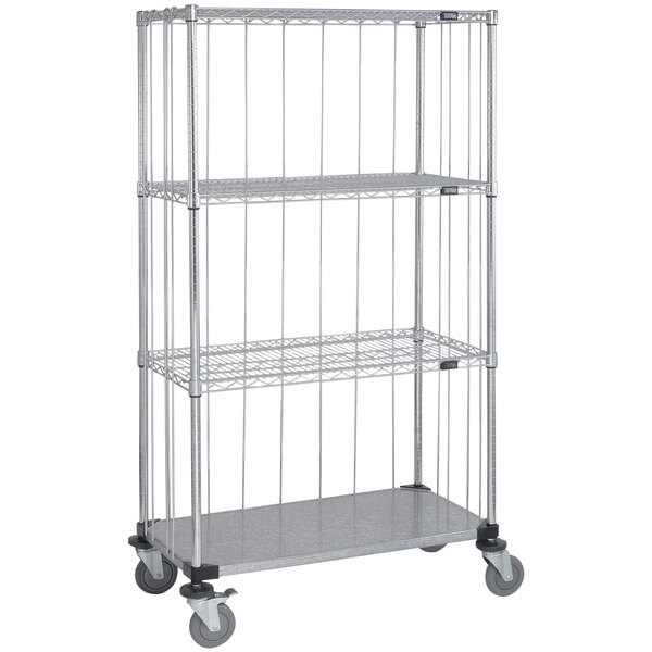 Quantum 24" x 36" x 69" Mobile Enclosure Cart with 3 Wire Shelves and 1 ...