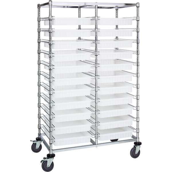 Quantum 24" x 40" x 69" Double Mobile Bin Cart with 22 Clear Divider ...
