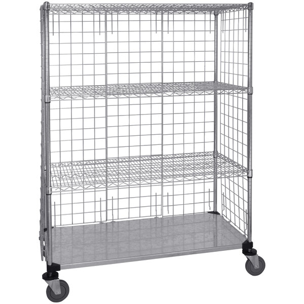 Quantum 24" x 36" x 69" Mobile Enclosure Cart with 3 Wire Shelves and 1 ...