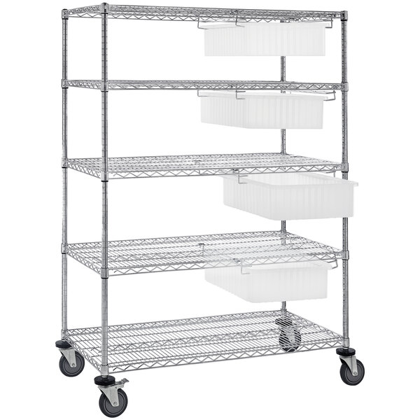 Quantum 24" x 60" x 69" Bin Cart System with 4 Clear Divider Bins WRC5 ...