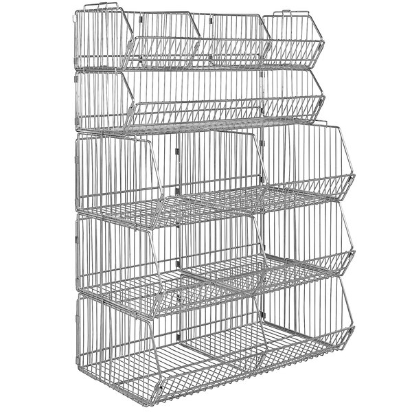 Quantum 20" x 48" x 9" Chrome Modular Stacking Basket 2048BC