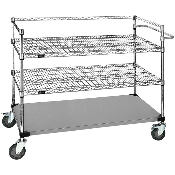 Quantum 24" x 60" x 69" Stainless Steel Medical Cart with 2 Wire ...