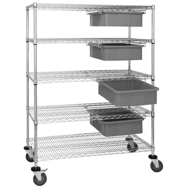 Quantum 24" x 60" x 69" Bin Cart System with 4 Gray Divider Bins WRC5 ...