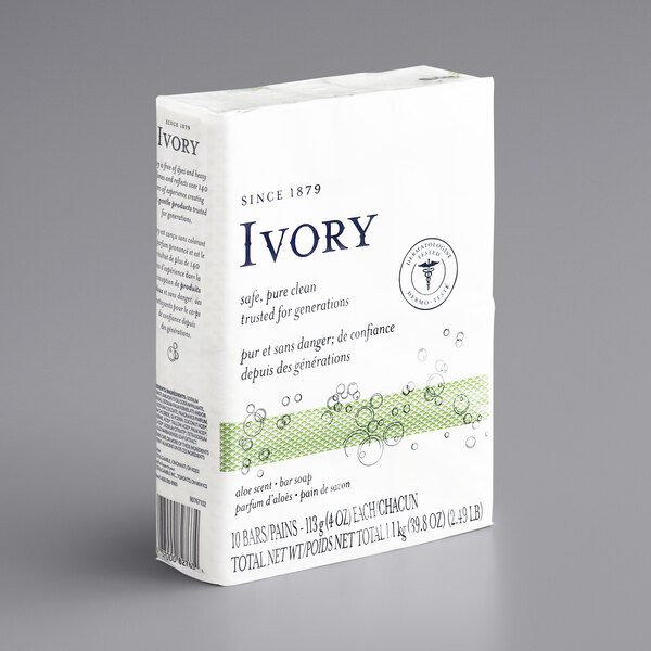 Ivory 4 oz. Aloe Scent Gentle Bar Soap 10 Count 82763 - 8/Case