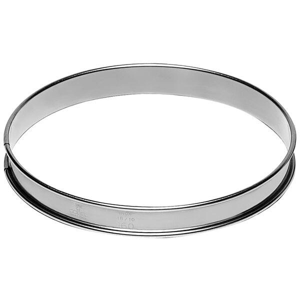 Gobel 4 3/4" x 1" Round Rolled Edge Stainless Steel Deep Tart Ring 834941