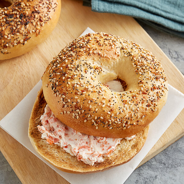 Original Bagel 4.5 oz. Frozen New York Style Everything Bagel - 75/Case
