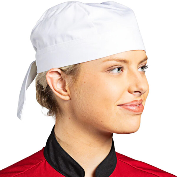 Uncommon Chef White Customizable Chef Skull Cap with Ties 0155C