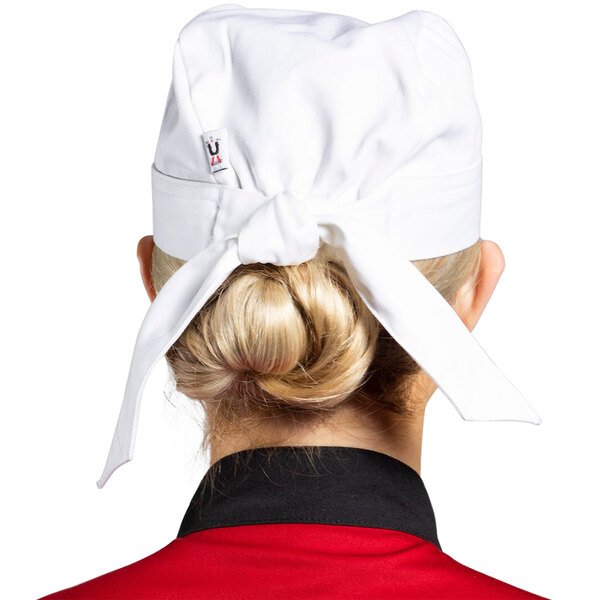 Uncommon Chef White Customizable Chef Skull Cap with Ties 0155C