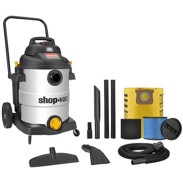 Shop-Vac 9627706 12 Gallon 6.5 Peak HP Carted Stainless Steel Wet / Dry ...