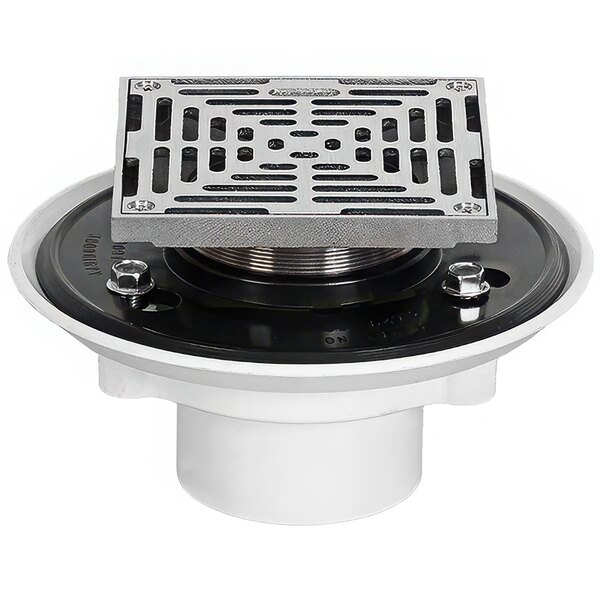 Josam FD-302J-S-8S 8" Square Adjustable PVC Floor Drain with Nikaloy ...