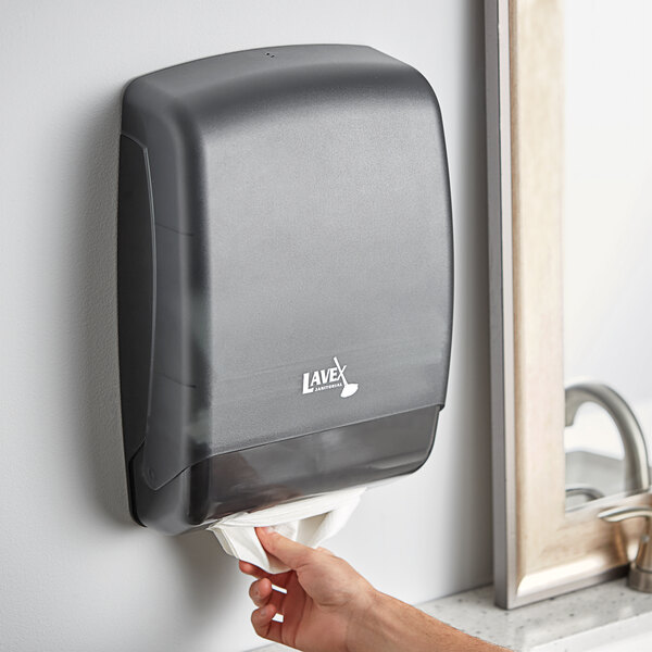 Lavex Translucent Black Multifold Plastic Paper Towel Dispenser