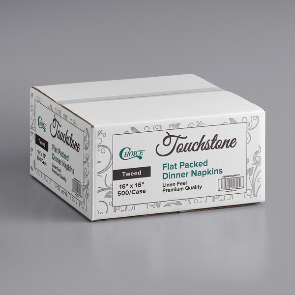 Choice Tweed Linen-Feel Flat-Packed Dinner Napkin 16" x 16" - 500/Case